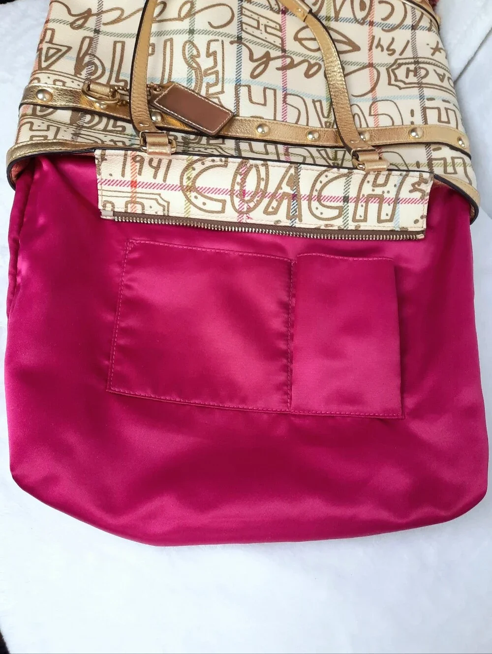 Coach | Bags | Coach Tatteralls Signature Graffiti Tote With Gold ...